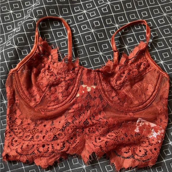 OOTDFash | Tops | Ootdfash Rust Lace Crop Top | Poshmark